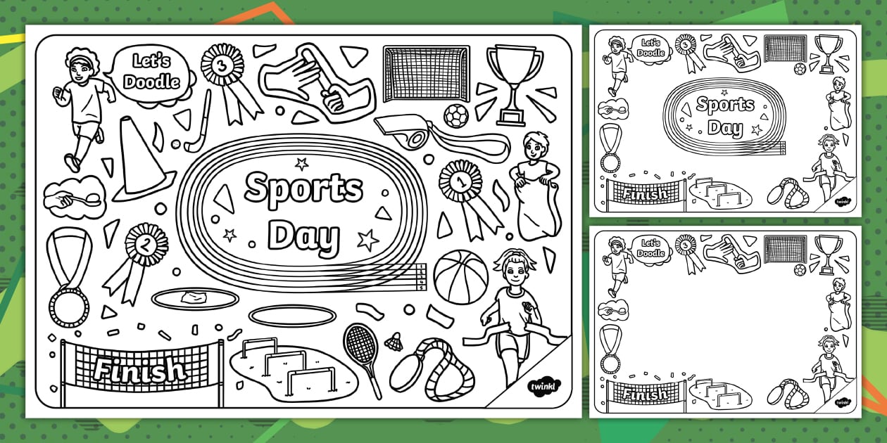 Let's Doodle About Sports Day Colouring Pages - Twinkl