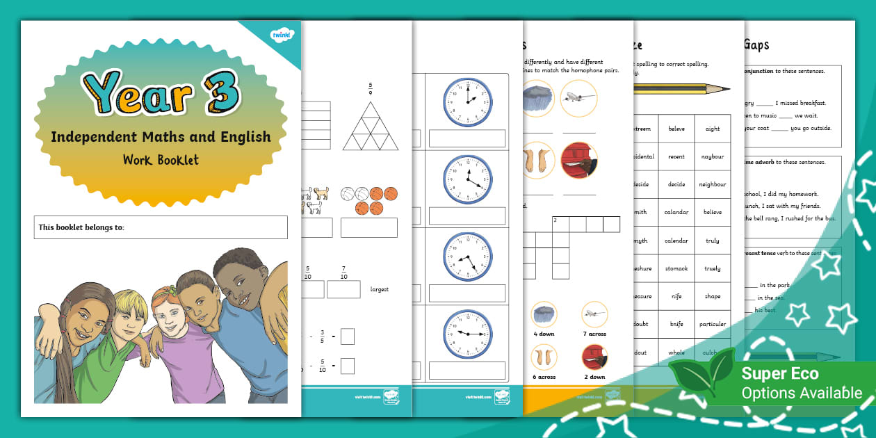 Year 3 Independent Maths and English Work Booklet - Twinkl