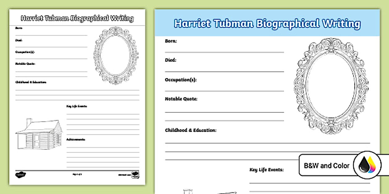 Harriet Tubman Biographical Writing Activity for 6th-8th Grade