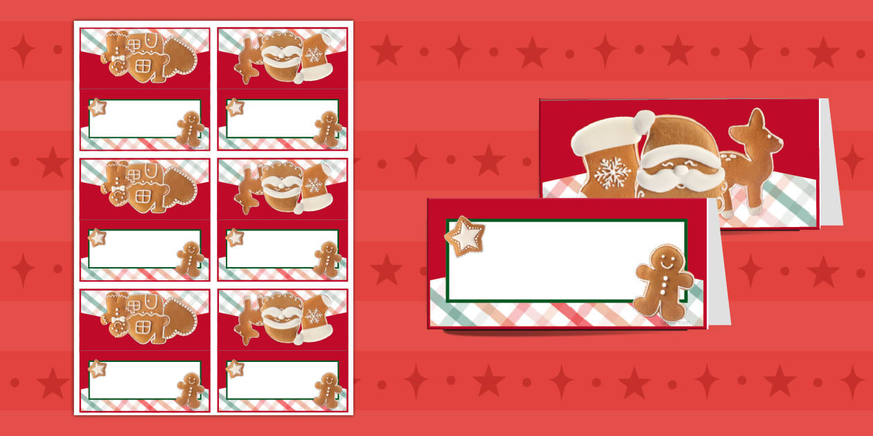 Gingerbread Christmas Place Name Cards (teacher made)