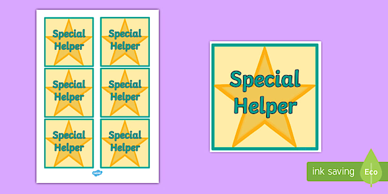 Editable Special Helper Badge (professor feito) - Twinkl