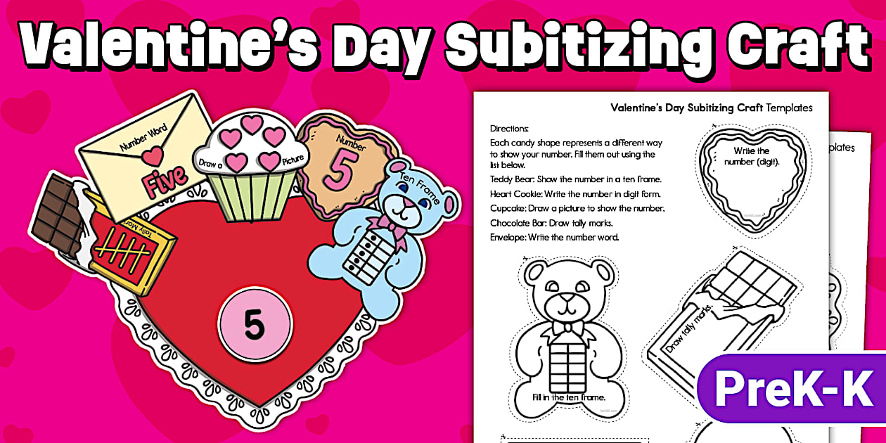 Valentine's Day Subitizing Craft for PreK-K