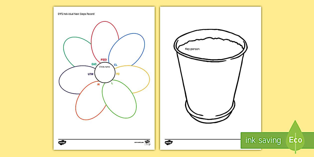 EYFS Editable Individual Next Steps Flower (teacher made)