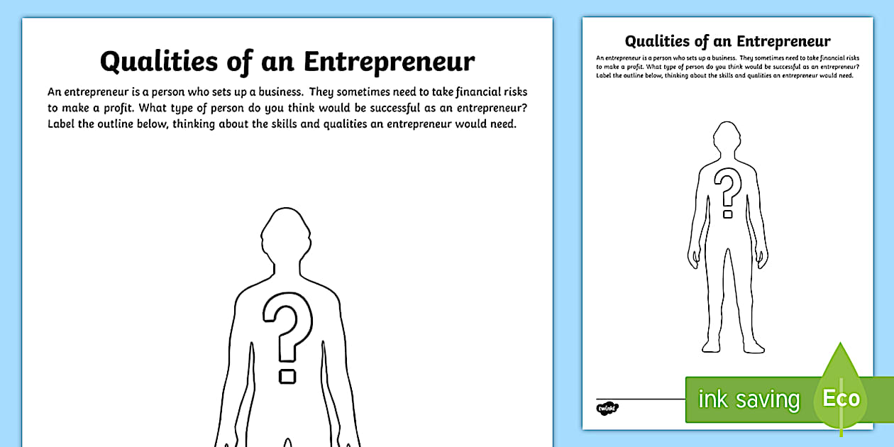 Characteristics of an Entrepreneur Worksheet - Twinkl