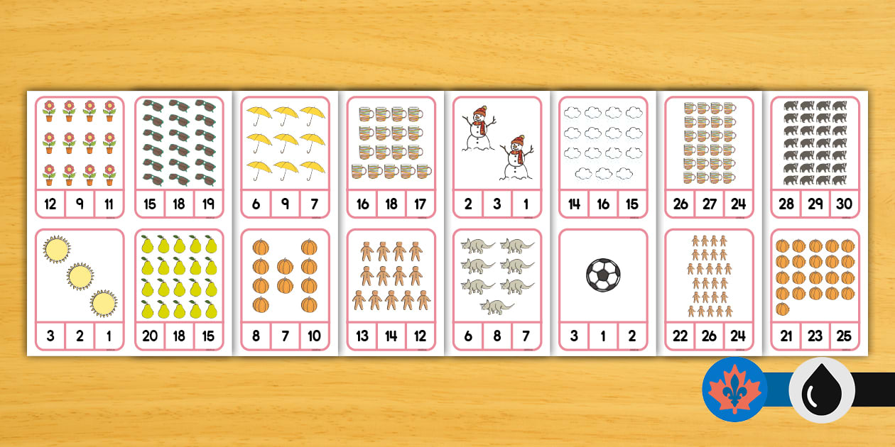 Numbers to 30 Peg Recognition Game French (teacher made)