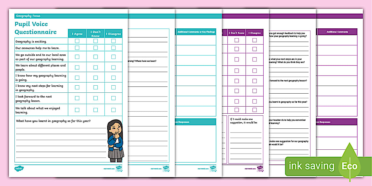 Geography Pupil Voice Questions Survey Pack – KS1 and KS2