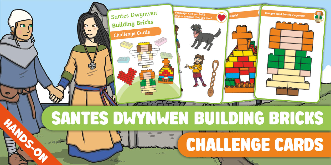 Santes Dwynwen Building Bricks Challenge Cards