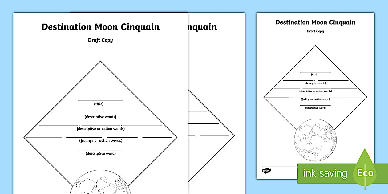 Moon Cinquain Poem Writing Template (teacher made) - Twinkl