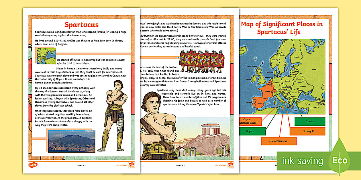 KS2 Spartacus Fact File (teacher made) - Twinkl