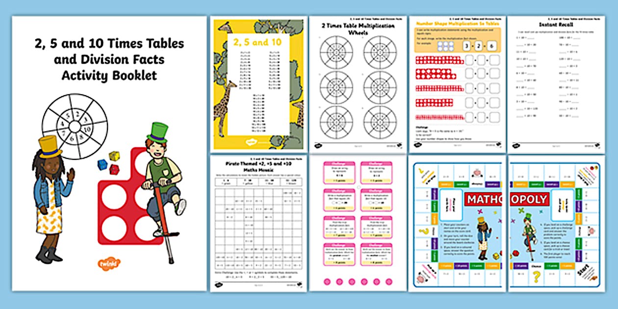 👉 2, 5 and 10 Times Table and Division Facts Activity Booklet
