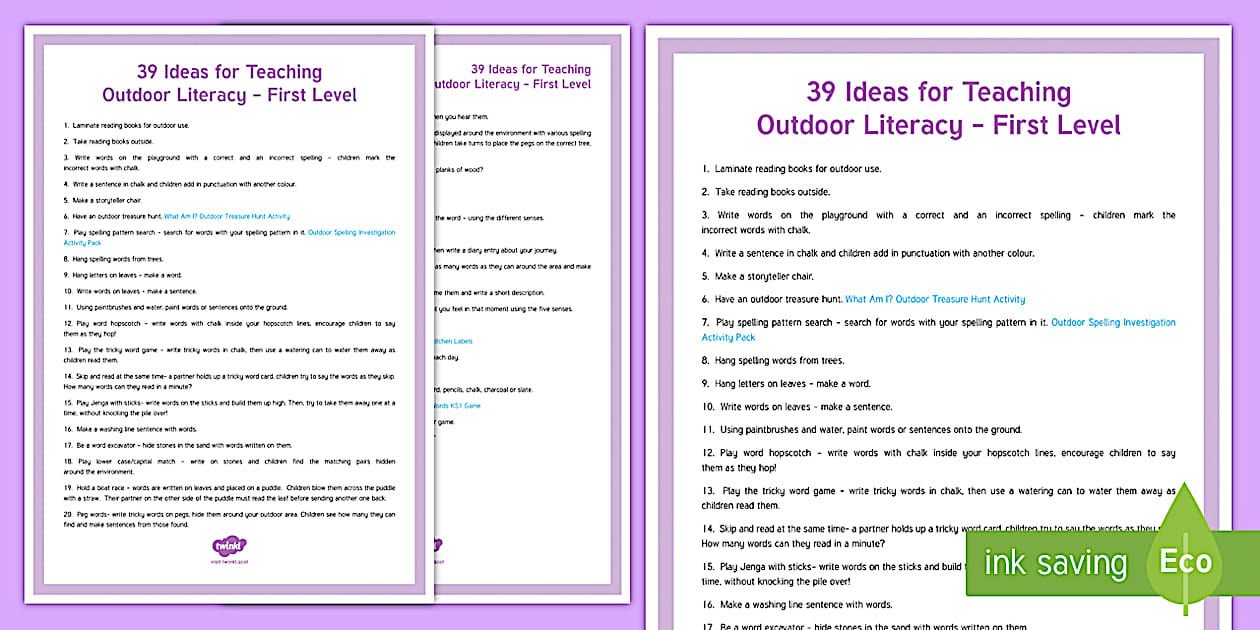Fun Outdoor Literacy Activities For Early Years | Twinkl