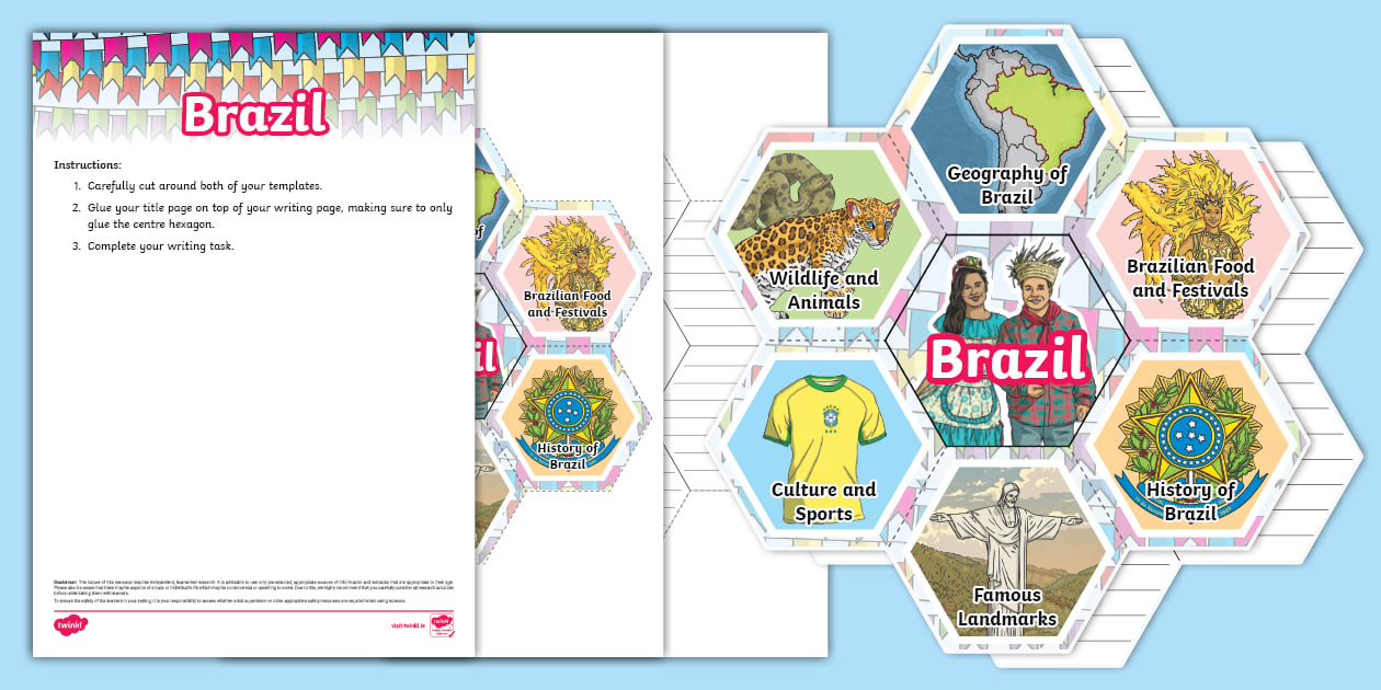 Brazil Hexagon Writing Template (Teacher-Made) - Twinkl