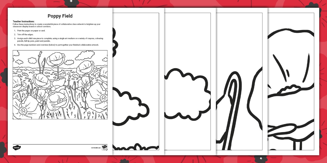 Poppy Field Collaborative Colouring Activity Pack - Twinkl