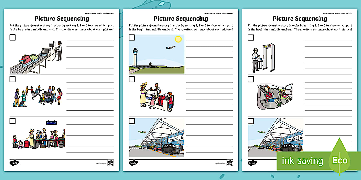 Up, Up and Away! Picture Sequencing Worksheet / Worksheet