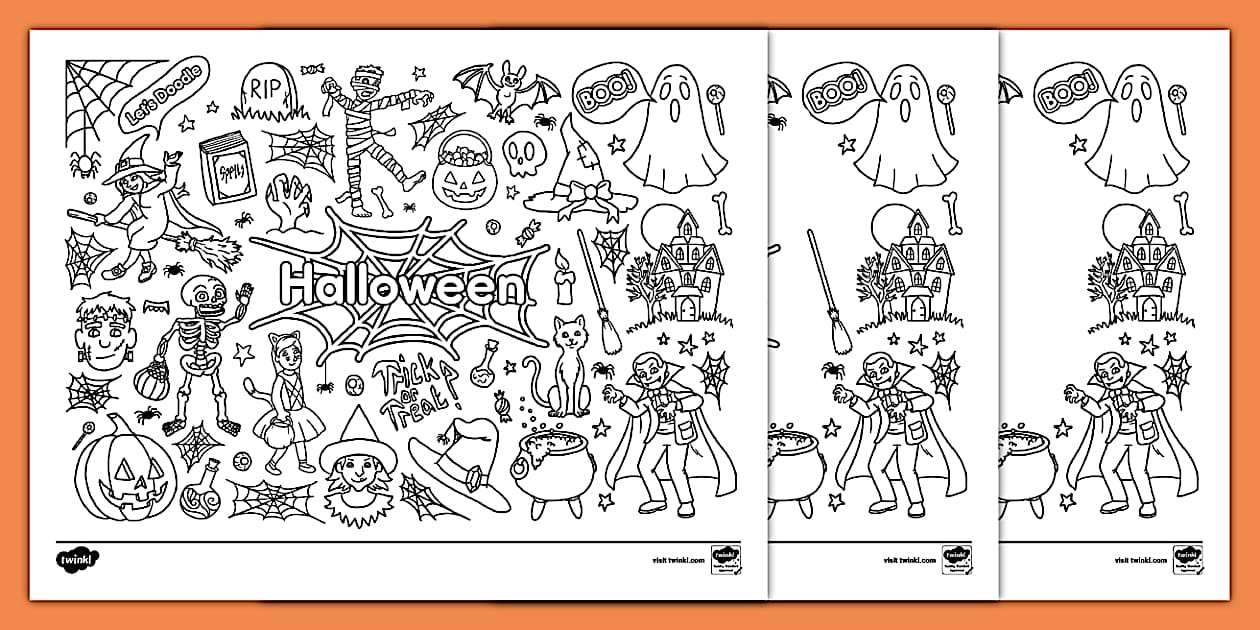 Lets Doodle Spooky Halloween Coloring Pages | Twinkl USA