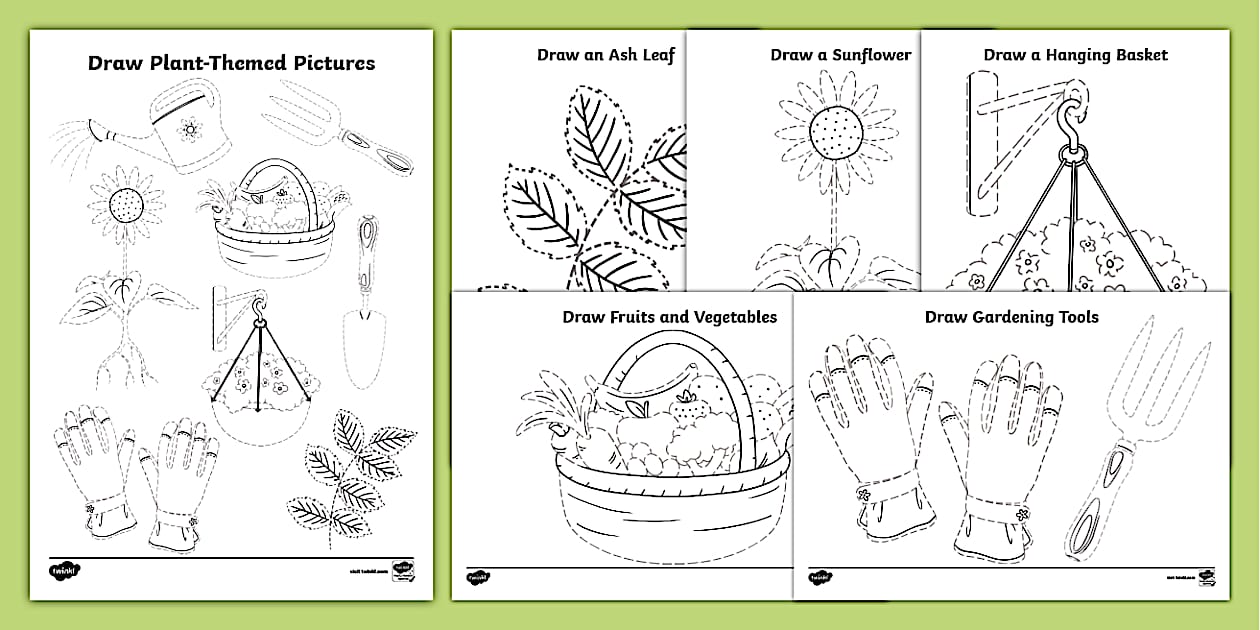 EYFS Draw Plant Pictures Pencil Control Activity Pack-Twinkl