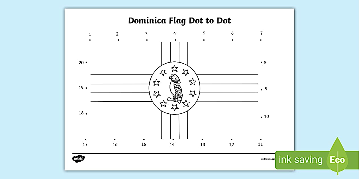Dominica Flag Dot to Dot Worksheet | Twinkl | KS1 | Flags