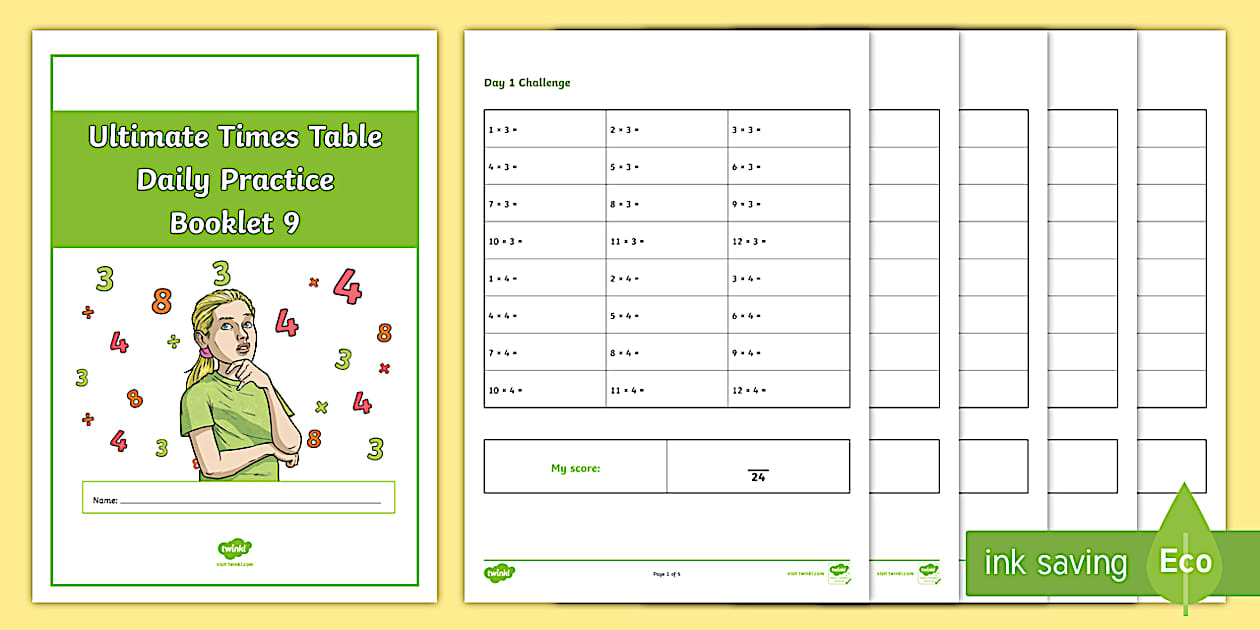Ultimate Times Table Daily Practice 9 Booklet - - Twinkl