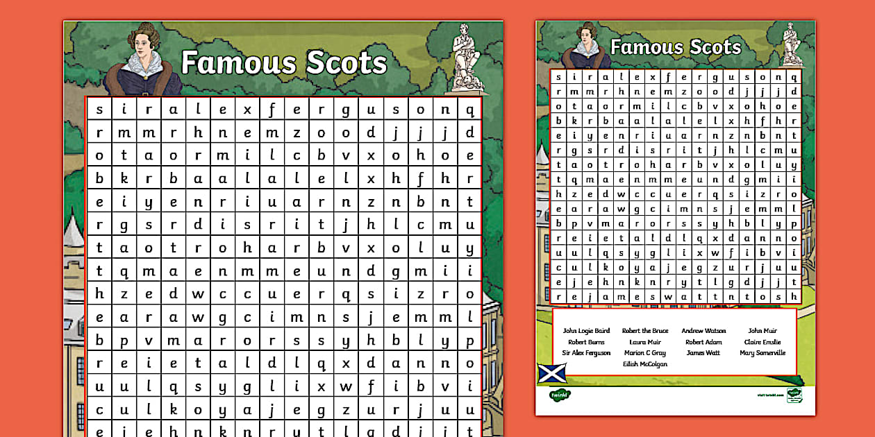 Famous Scots Word Search (teacher made) - Twinkl