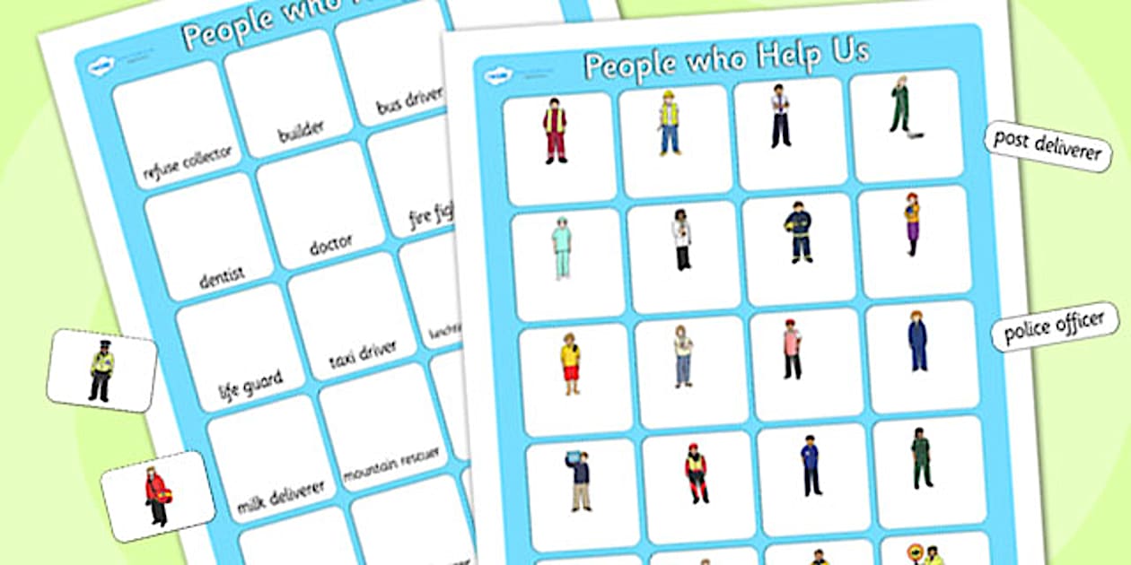 Jobs - People Who Help Us Vocabulary Matching Mat - ESL Jobs Vocabulary