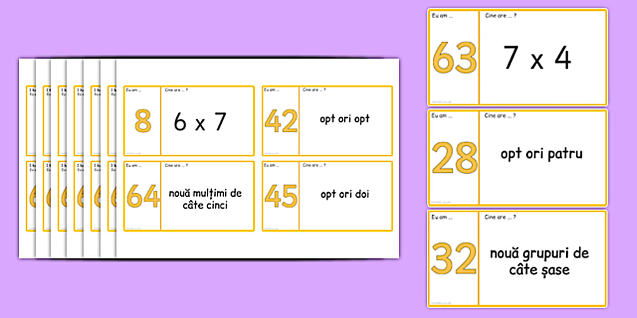 Domino cu tabla înmulțirii cu 6, 7, 8 si 9 - Joc matematic