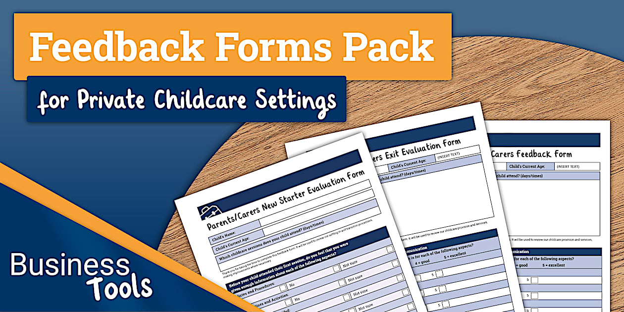 Parent/Carer Feedback Forms Pack for Private Childcare Settings