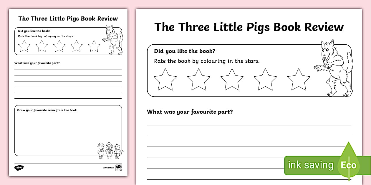 The Three Little Pigs Book Review Writing Frame - Twinkl