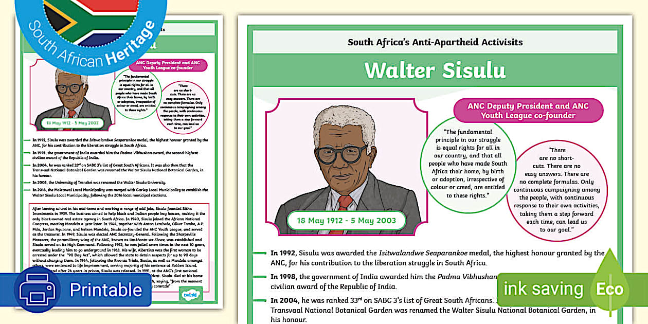 Walter Sisulu Infographic