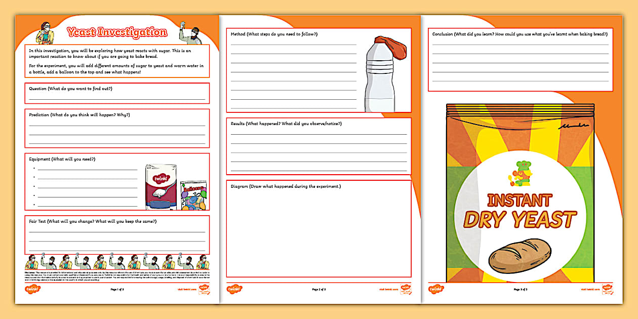 Yeast Investigation Writing Template (teacher made) - Twinkl