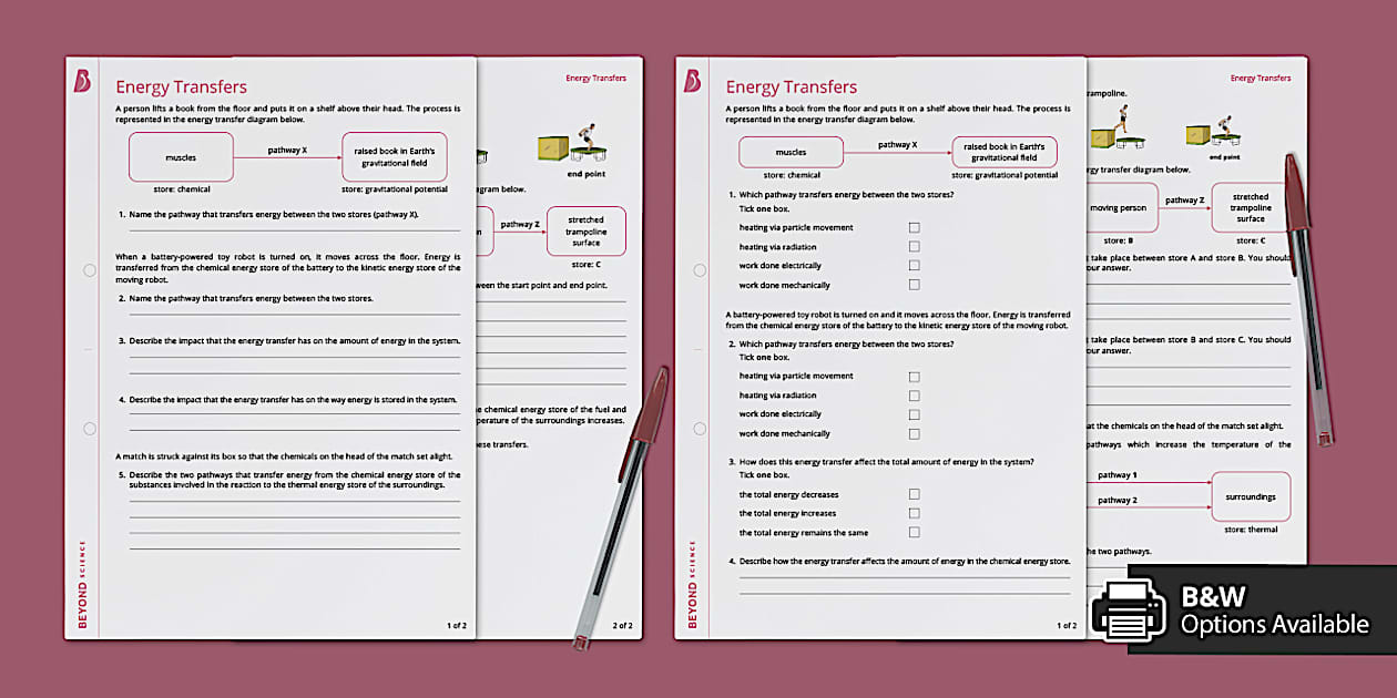 Energy Transfer Worksheet | KS3 and KS4 Science | Beyond