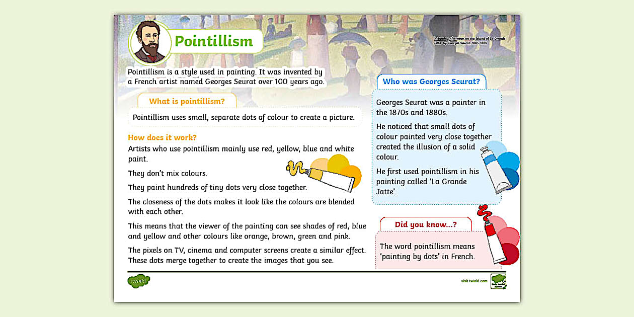 KS1 Pointillism Fact File - Art (teacher made) - Twinkl