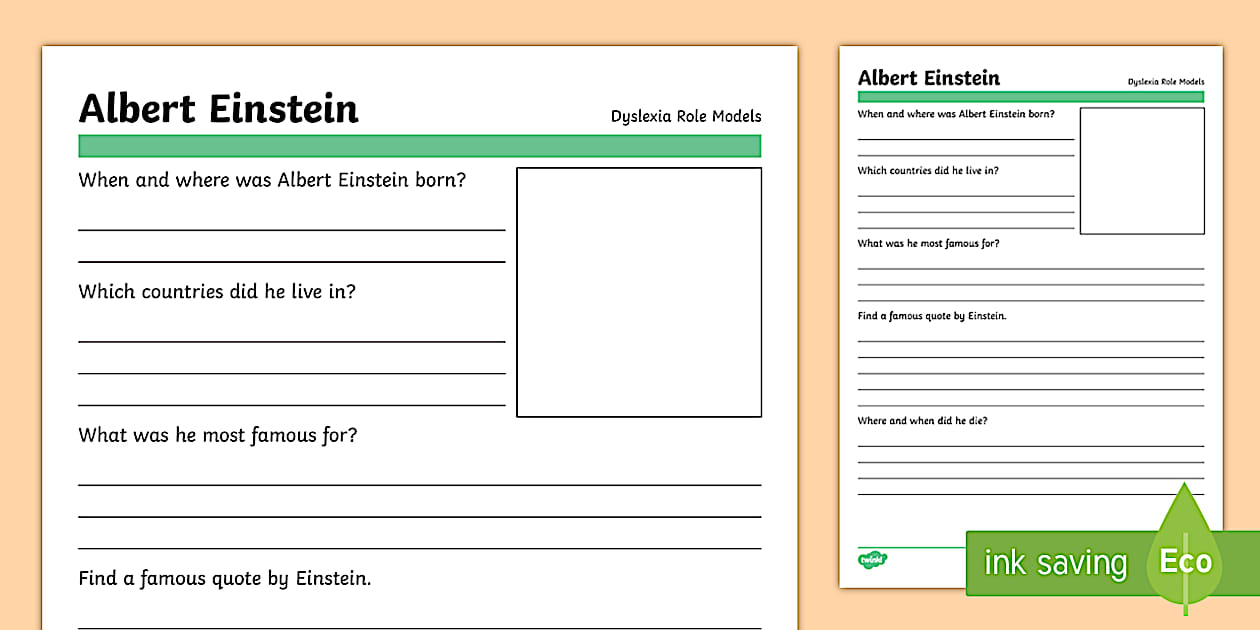 Albert Einstein Dyslexia Role Model Research | Twinkl