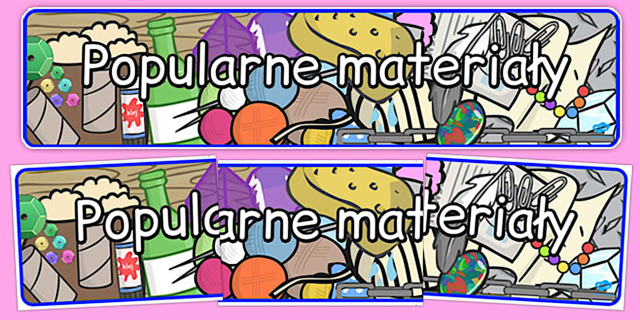 Banner na gazetkę ścienną Popularne materiały po polsku - technika