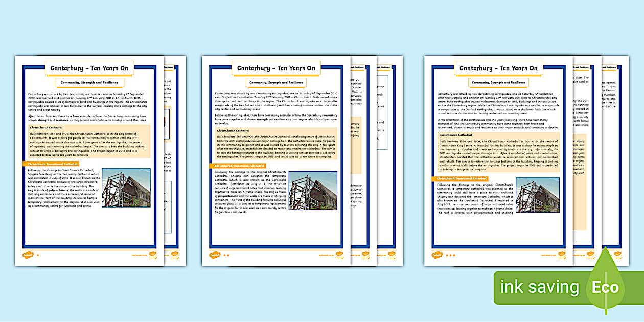 Canterbury - Ten Years On Reading Comprehension - Twinkl