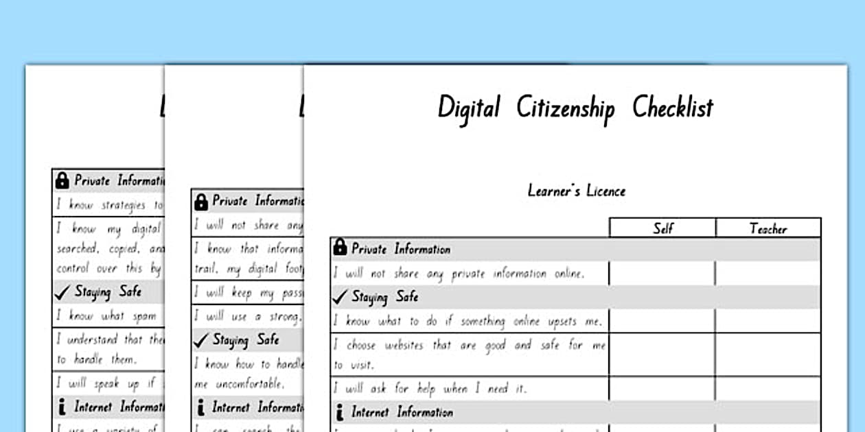 Editable Digital Citizenship Student Checklist - Twinkl