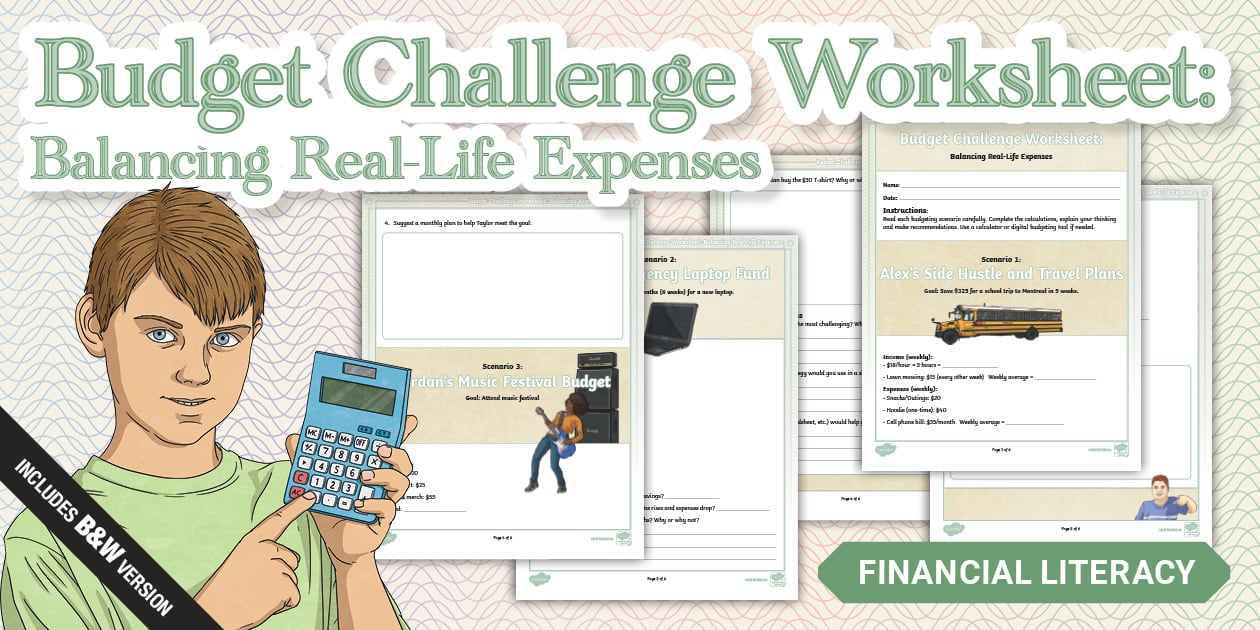 Budget Challenge Worksheet: Balancing Real-Life Expenses