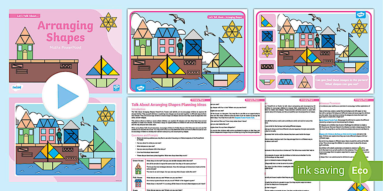 Talk About Arranging Shapes Maths Resource Pack and Planning