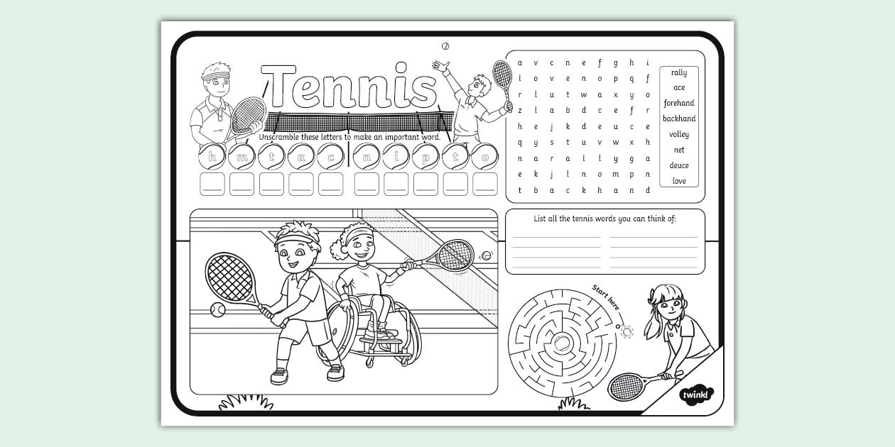 Tennis Activity Mat (teacher made) - Twinkl