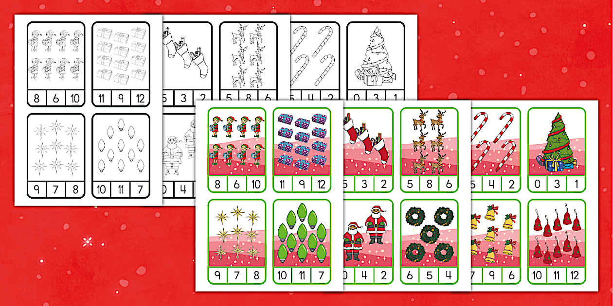 Christmas Counting Clip Cards | Printable Teaching Resource