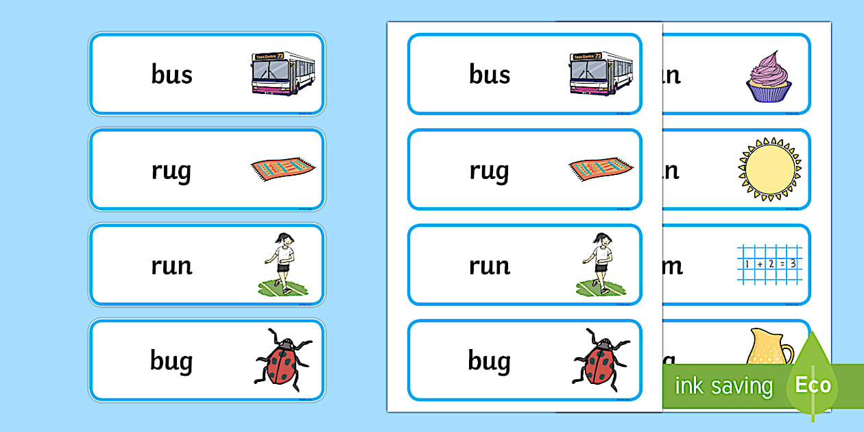 CVC (u) Word Cards (teacher made) - Twinkl