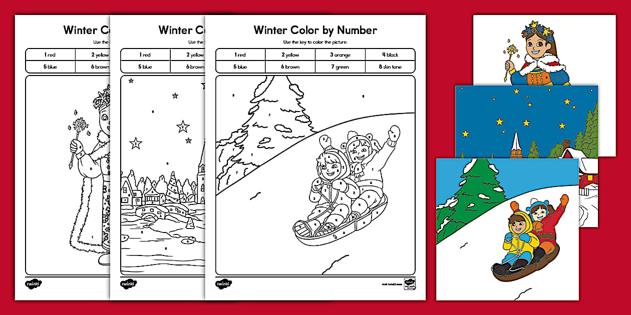 Winter Color by Number | Winter Season | Twinkl USA - Twinkl