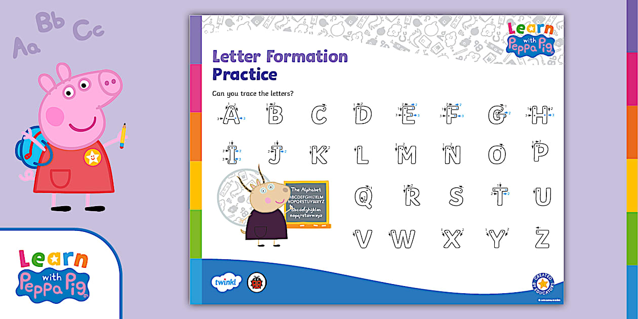 FREE! - Peppa Pig: Uppercase Letter Formation Practice Mat