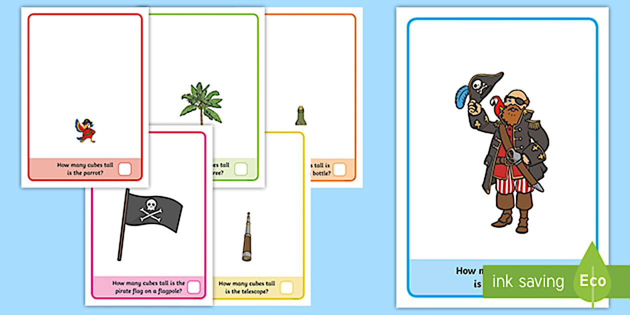 Pirate-Themed Measuring with Cubes Maths Activity Mats