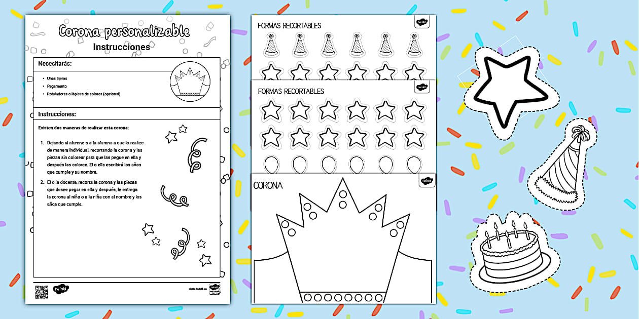 Cumpleaños: Corona personalizable - Educación Infantil