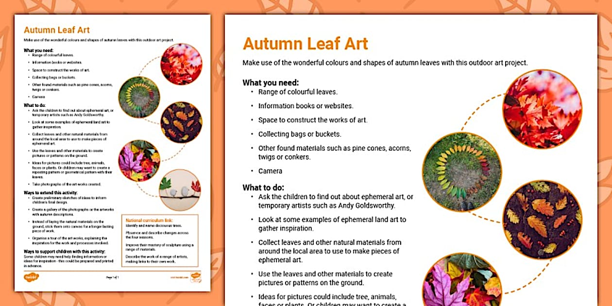 Art Autumn Leaves Activity Sheet (Teacher-Made) - Twinkl