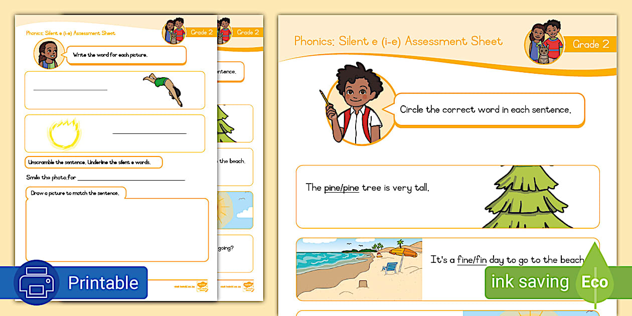 Grade 2 Phonics: i-e (silent e) Assessment Sheet - Twinkl
