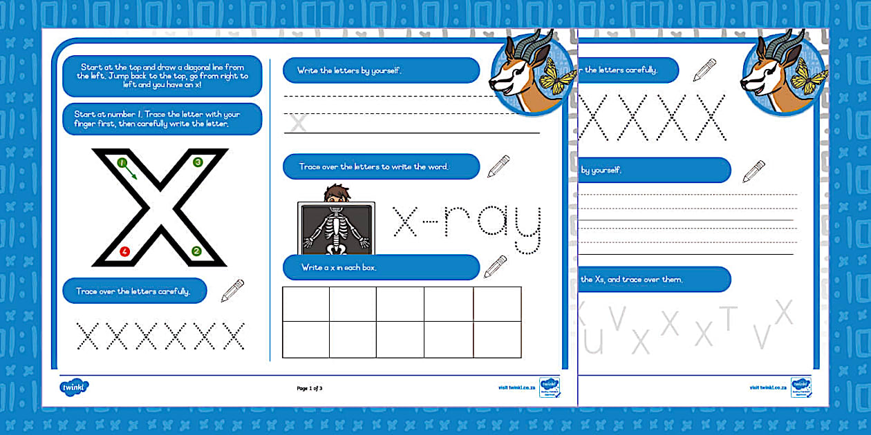 Grade 1 English -Handwriting - Mat: Letter Formation -Xx
