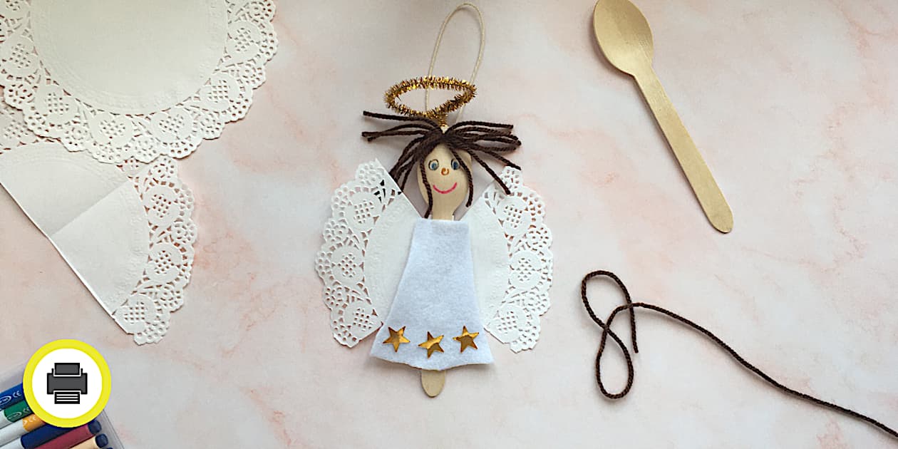 Wooden Spoon Christmas Angel Craft Instructions - Twinkl
