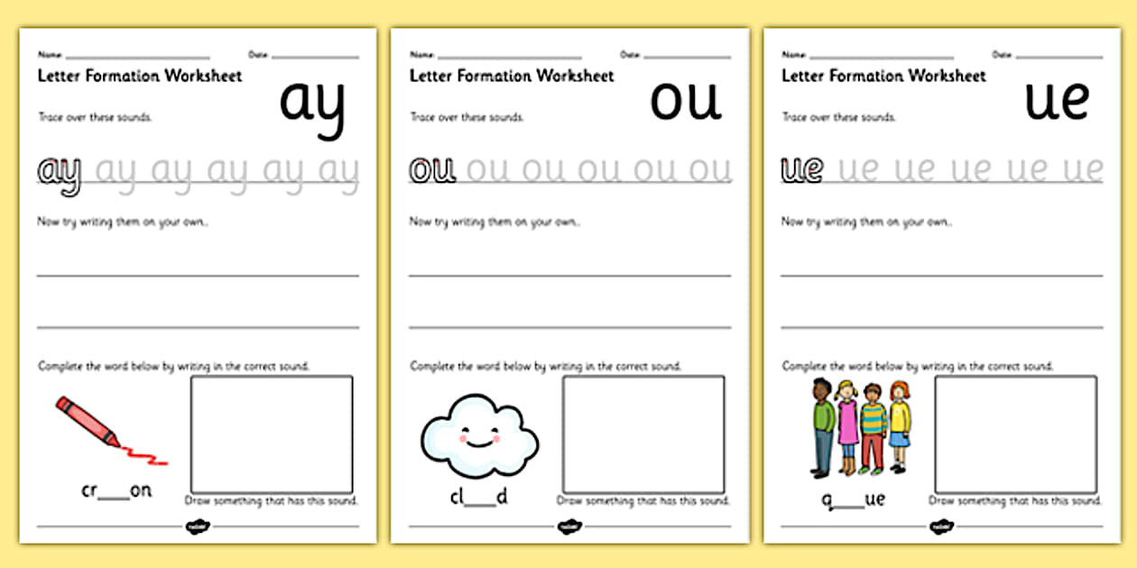 Black and White Phase 5 Letter Formation Worksheets - Twinkl
