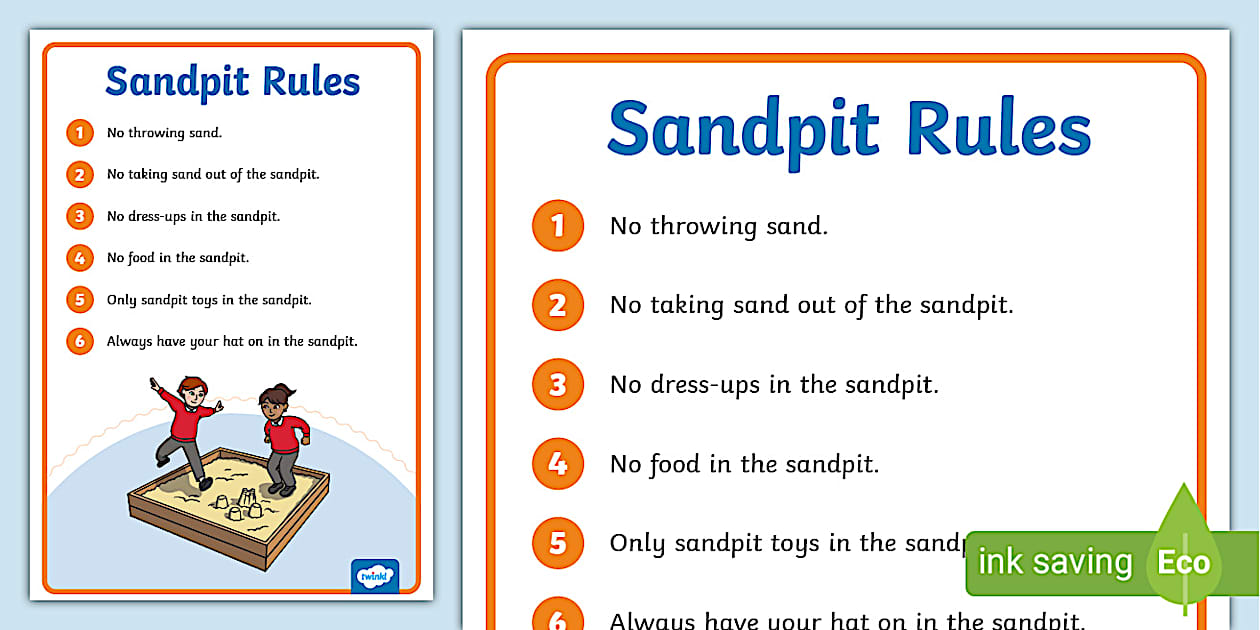 Editable Sand Pit Rules Display Poster (teacher made)